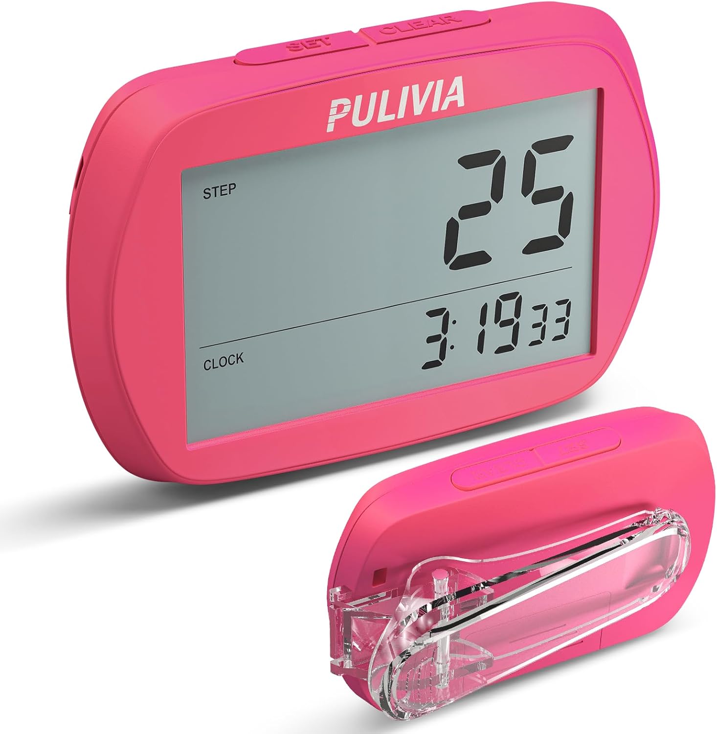 PULIVIA Pedometer for Walking 3D Step Counter with Clock, Accurate ...