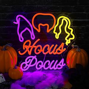 Whaline Halloween Hocus Pocus Neon Signs Witch Neon Lights 16.1x15.3 ...