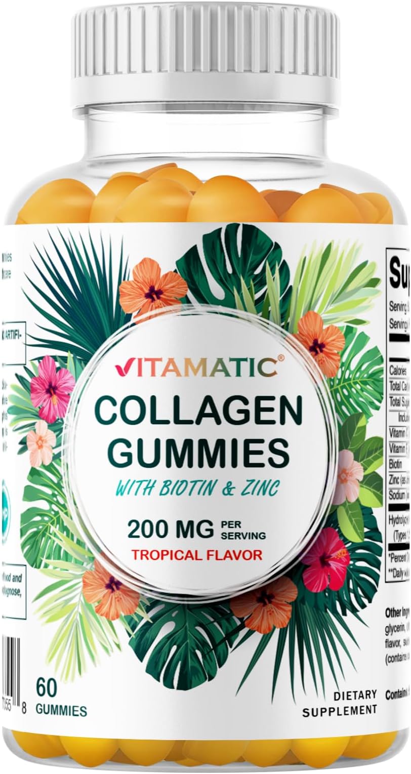 Amazon.com: Vitamatic Hydrolyzed Collagen Gummies with Vitamin C, Zinc ...