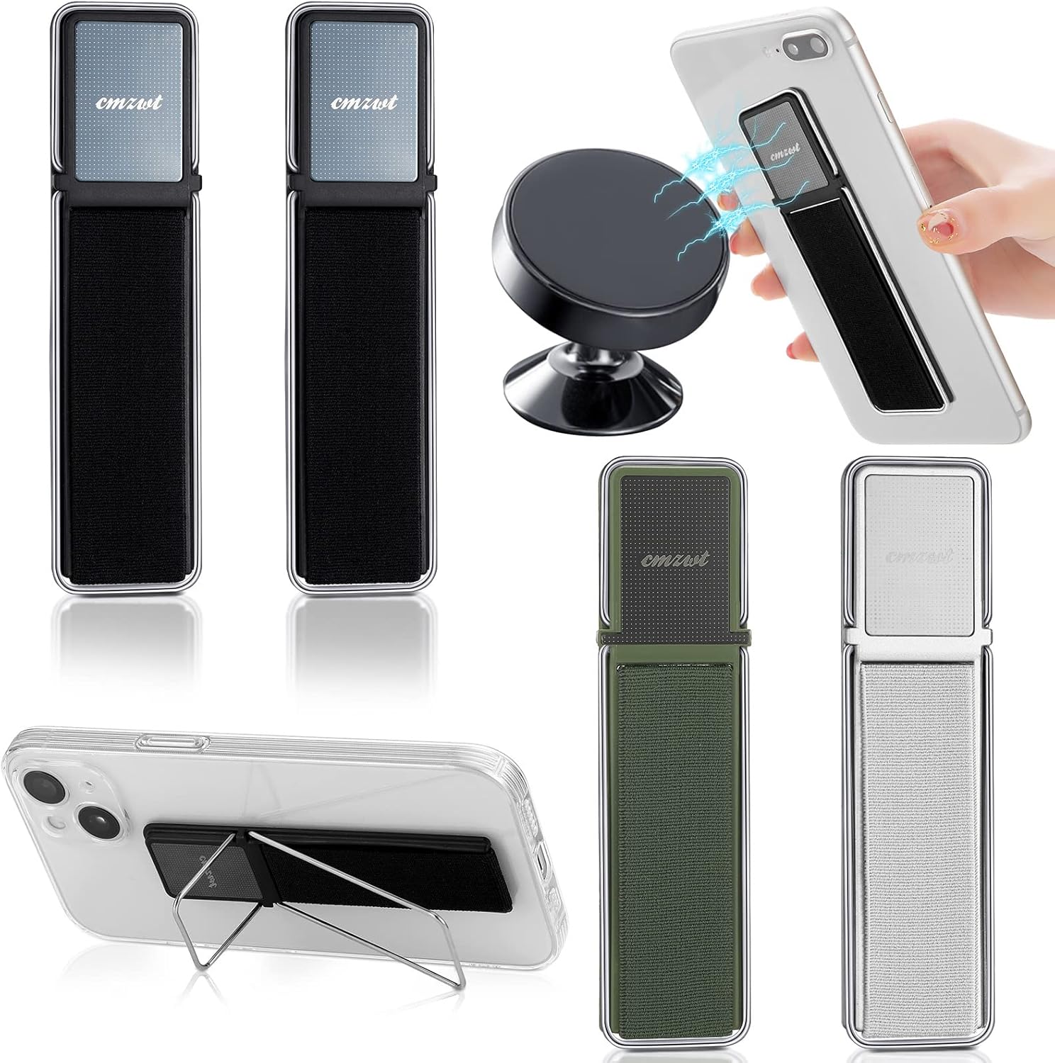 Amazon.com: 4 Pieces Phone Grip Strap Telescopic Phone Kickstand ...