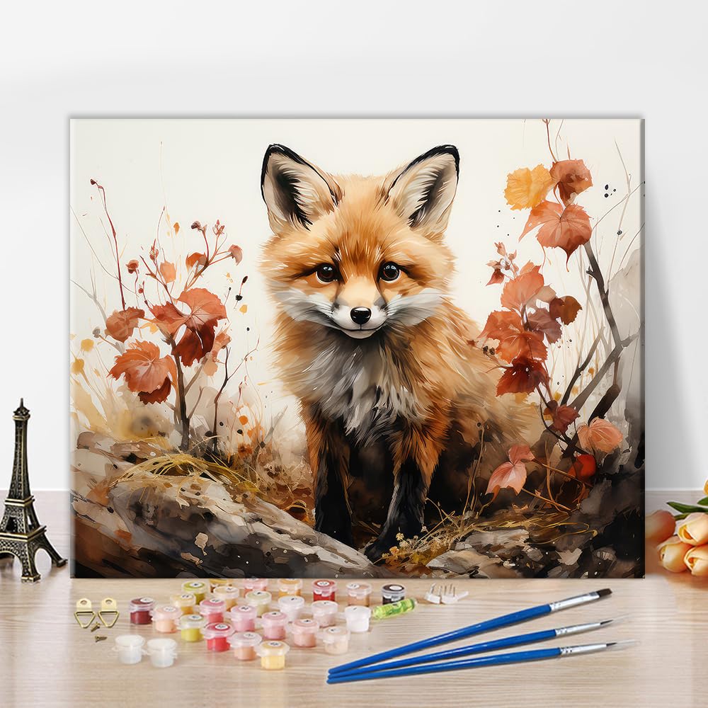 Amazon.com: TUMOVO Fox Paint by Numbers for Adults Cute Red Fox DIY ...