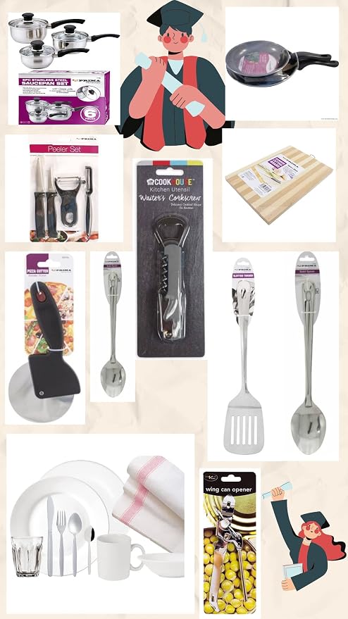 Bundle Buddies Student Kitchen Essentials - Kitchen Starter Set - Red ...