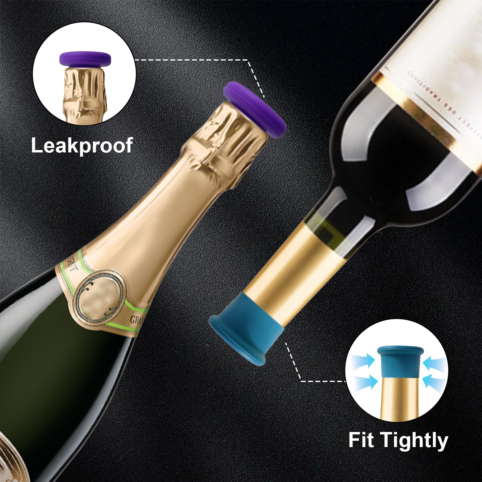 Snapklik.com : 8 PCS MultiColor Silicone Wine Stoppers, Reusable ...