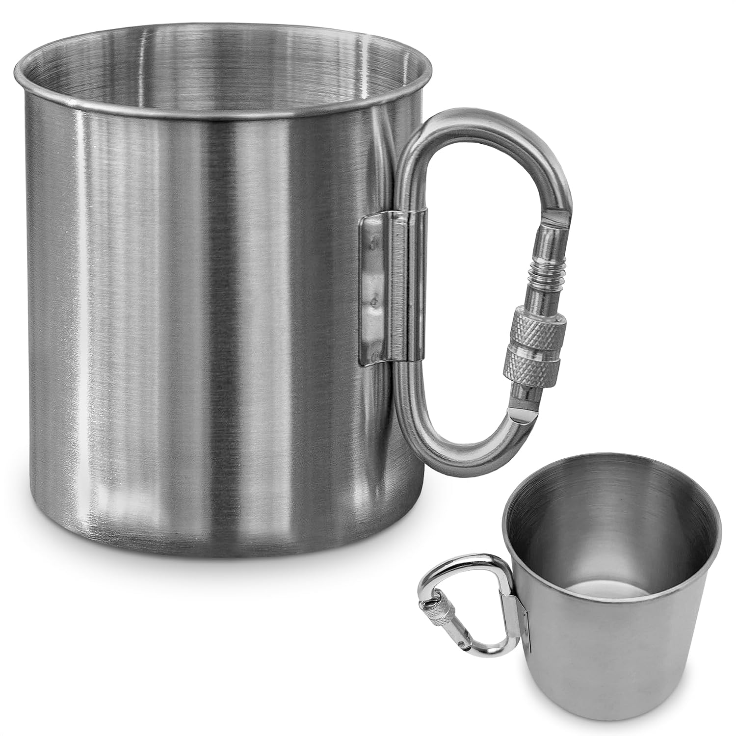 Amazon.com: Stainless Steel Mug with Handle - Coffee Camping Mug with ...