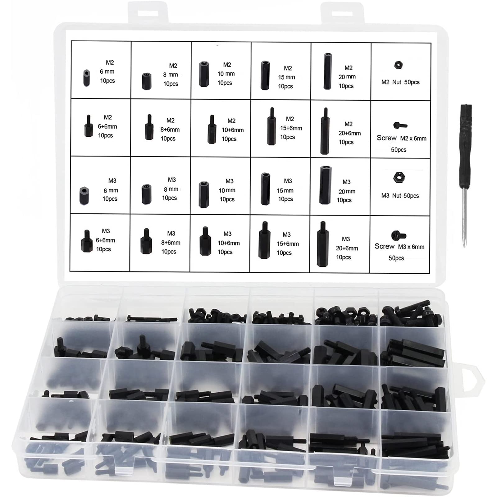 Buy 400PCS Black M2 M3 Male Female Nylon Hex Spacer Standoff Screw Nut ...