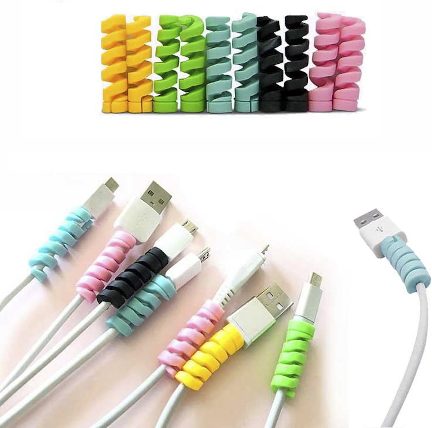 Happy Memories 5/10 Pcs Spiral Tube Charging Cable Protector Wire Cord ...