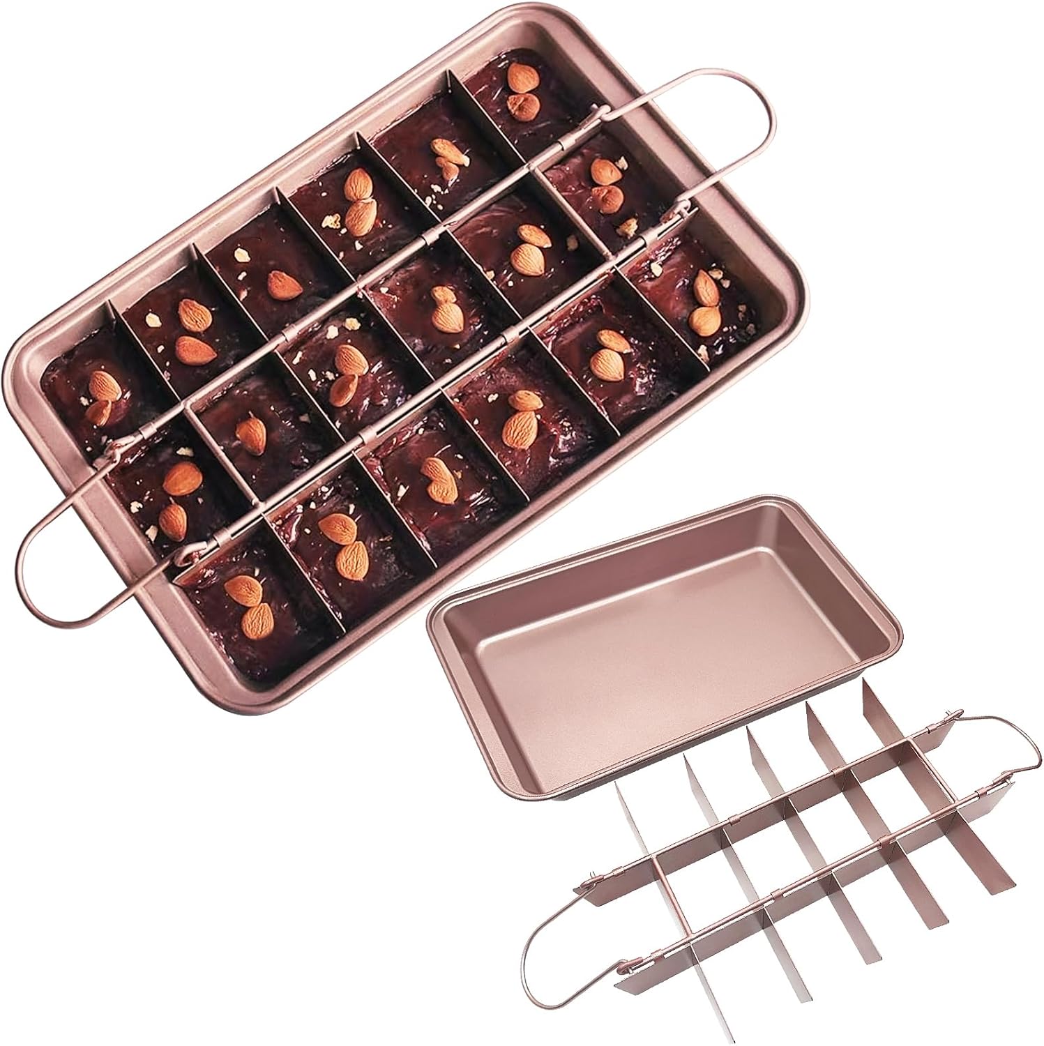 Abaigeal Non-Stick Carbon Steel Brownie Tin - 18 Slot Baking Tray with ...