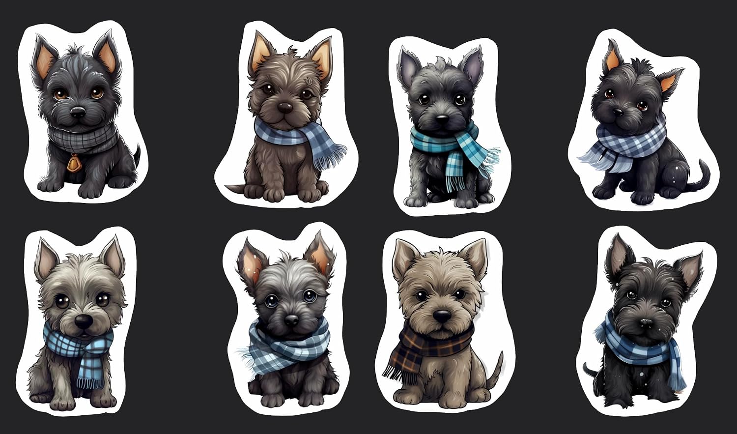 Amazon.com: Winter Hat & Scarf Scottish Terrier Stickers Set of 24 ...