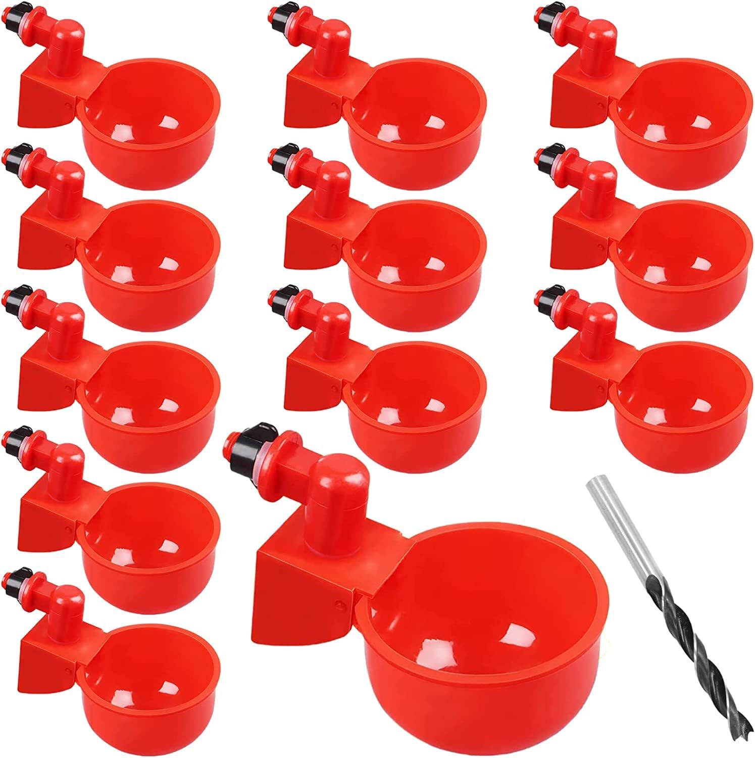 12-Pack Automatic Chicken Waterer Cups - Gravity Fed Poultry Watering ...