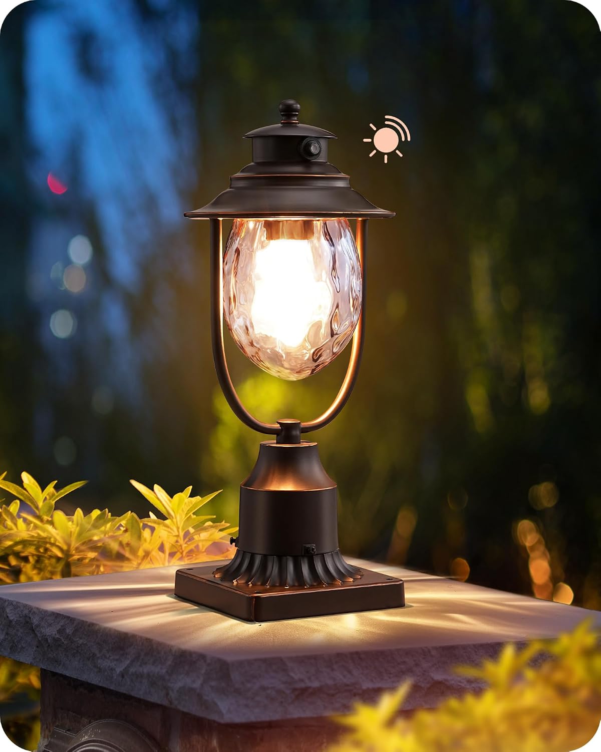 EDISHINE Dusk to Dawn Outdoor Post Light, Pole Light Fixture with Pier ...
