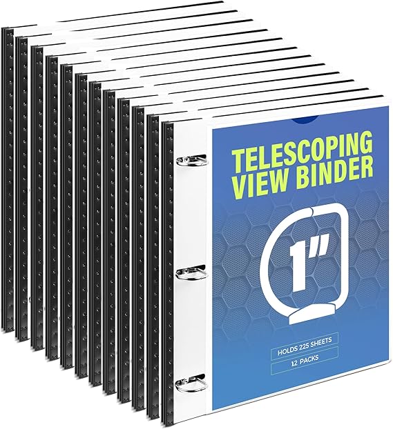 Amazon.com : WOT I 12-Pack Telescoping 3 Ring Binder 1 Inch, Expandable ...