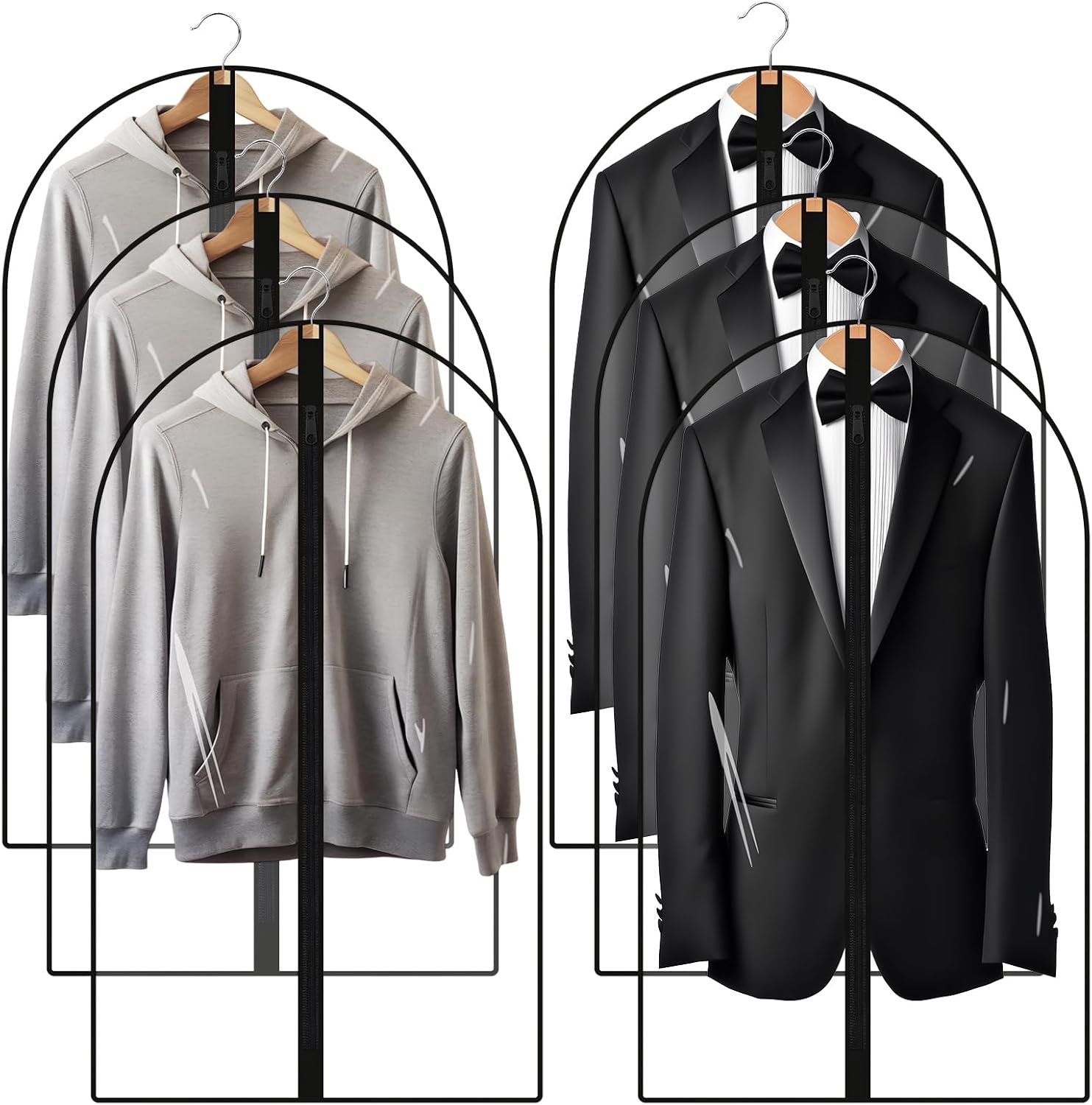 Amazon.com: 40" Garment Bags for Hanging Clothes, 6 Pack All Clear ...