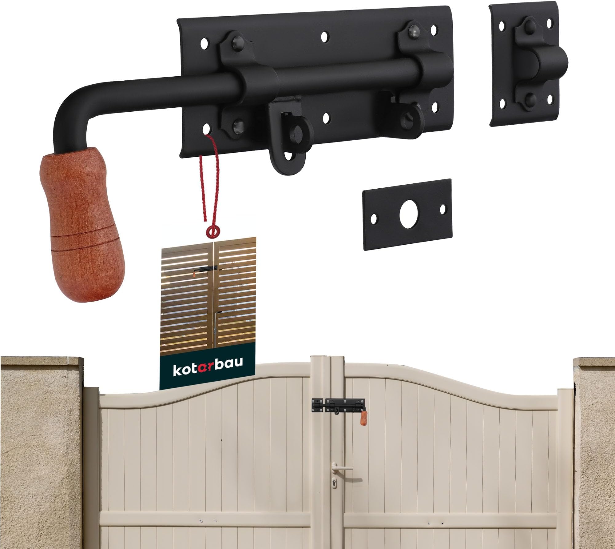 KOTARBAU 05907465903042 Verrou de portail Noir 280 mm : Amazon.fr ...