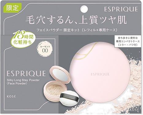 Amazon | ESPRIQUE(エスプリーク) シルキーロングステイ パウダー 限定セット 00 ルーセント 6g＋専用ケース＋パフ フェイスパウダー ツヤ 毛穴 しっとり ...