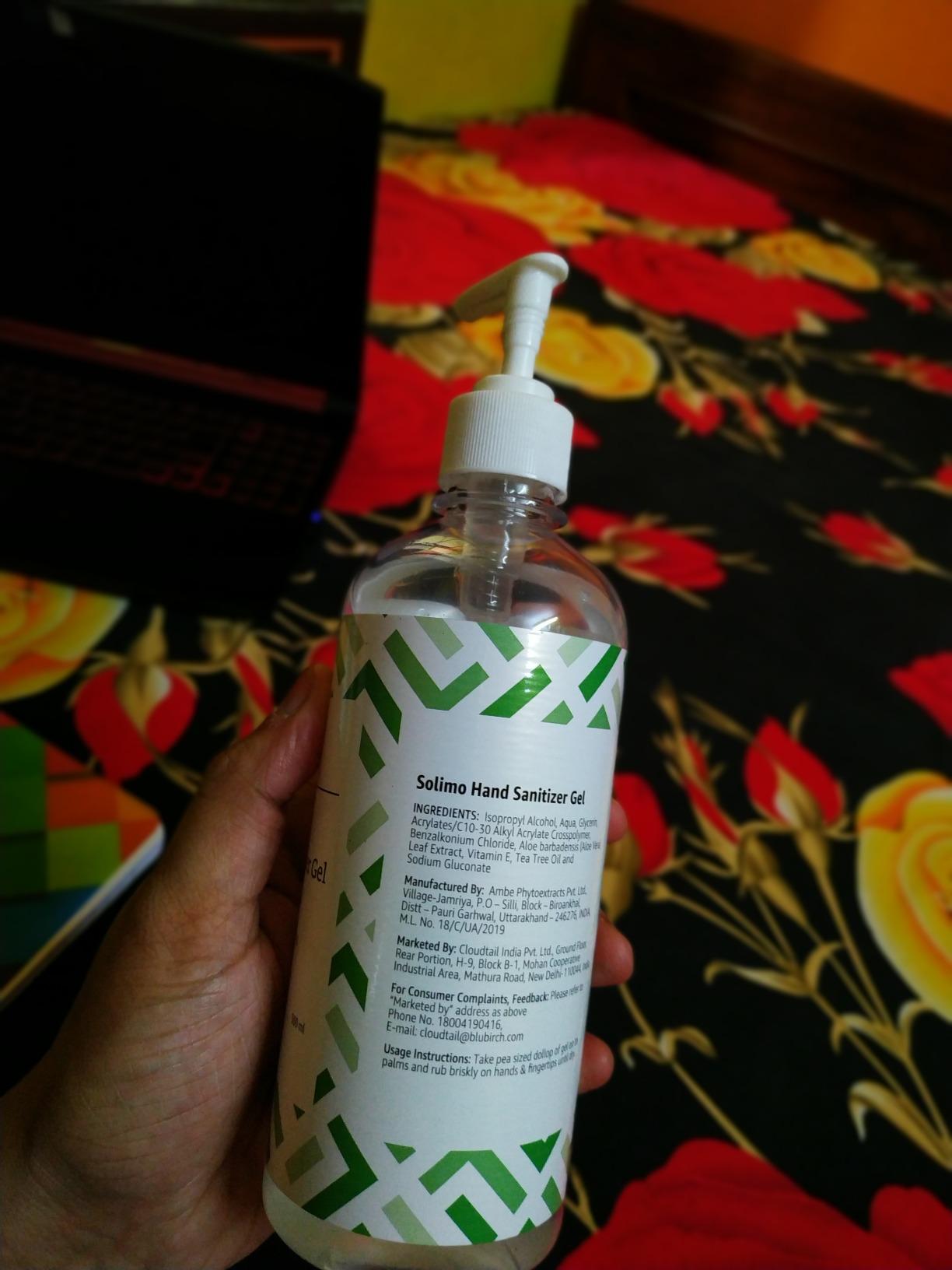 Amazon Brand - Solimo Hand Sanitizer Gel-75% v/v alcohol-with Aloe Vera ...