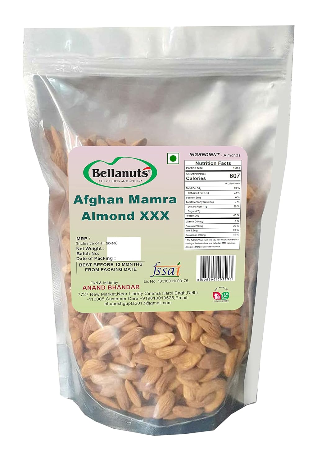 BELLANUTS Afghani Mamra Almonds Premium 1 Kg | Mamra Giri Almonds ...