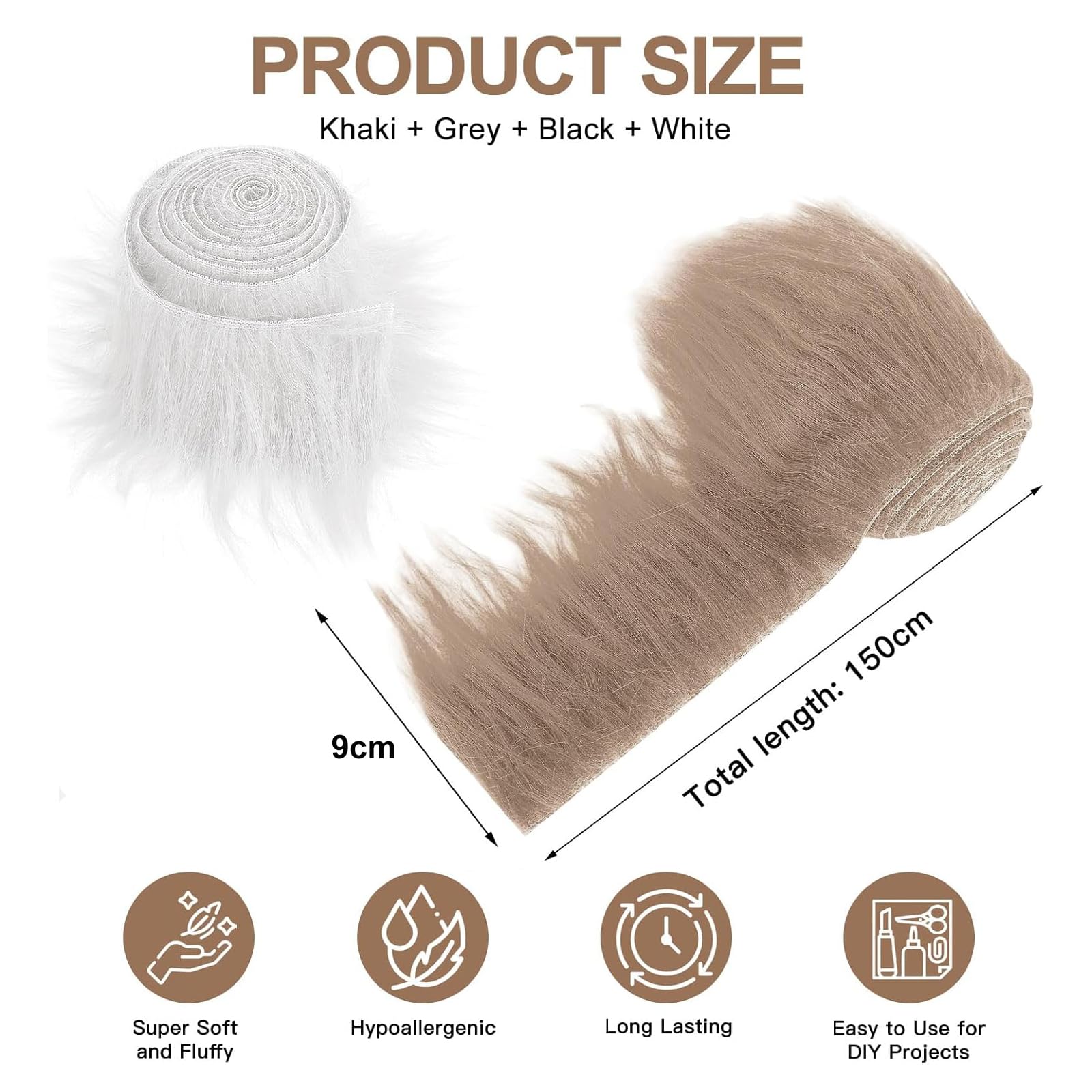 4 Colors Faux Fur Trim Ribbon, 6m Fox Fur Fabric, Shaggy Artificial ...