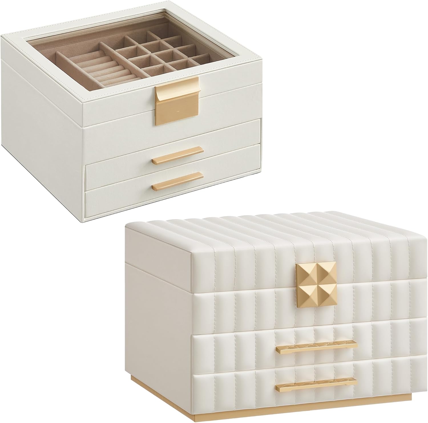 Amazon.com: SONGMICS Jewelry Box with Glass Lid and Jewelry Organizer ...