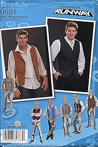 Simplicity 0691/2870 Sewing Pattern, Men's Lined Vest, Size AA (34,36 ...