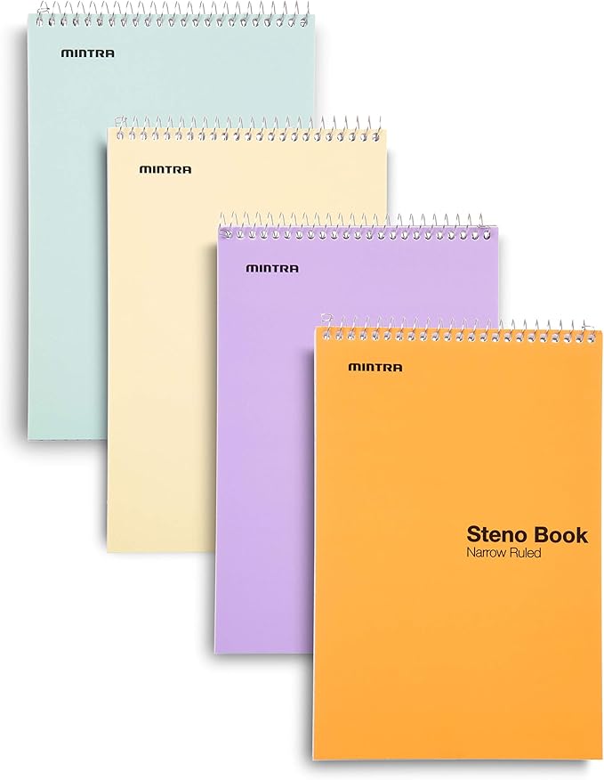 Amazon.com : Mintra Office Steno Book - (Pastel Colors, 4 Pads/Pack ...
