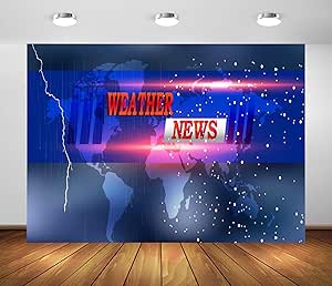 Amazon.com : BELECO 10x8ft Fabric Weather News Backdrop Newsroom ...