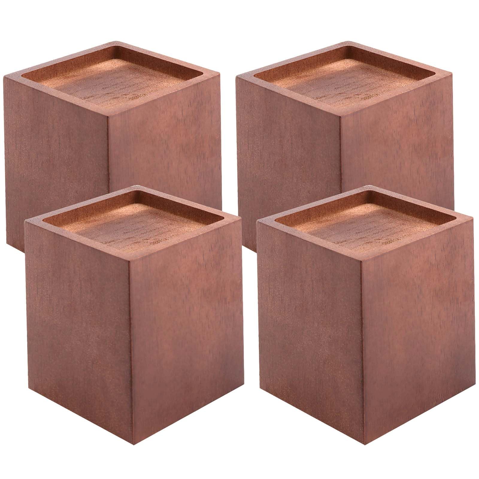 Amazon.com: SINJEUN 4 Pack 4 Inch Natural Solid Wood Bed Risers, Square ...