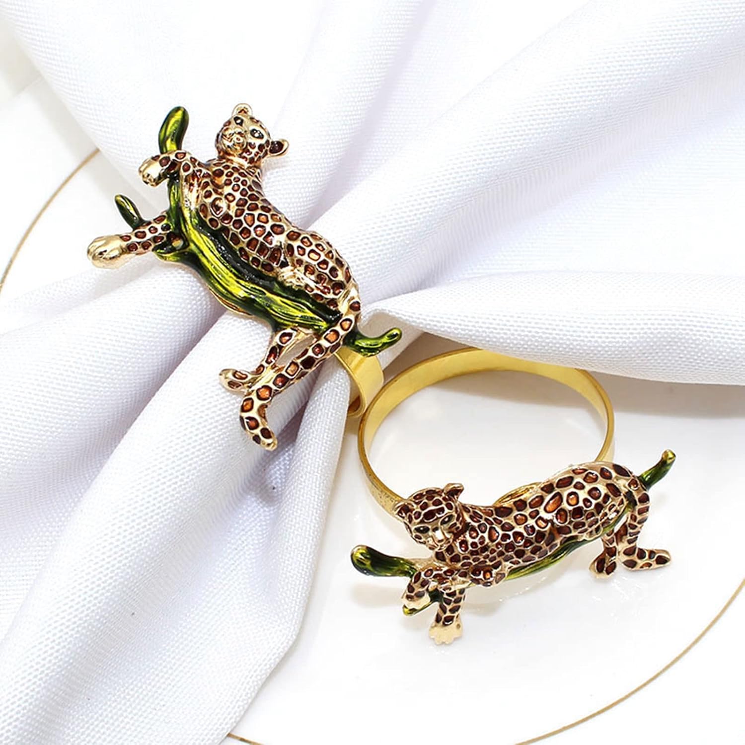 Amazon.com: PaKyKai Animal Napkin Rings Set of 12,Leopard Napkin Rings ...