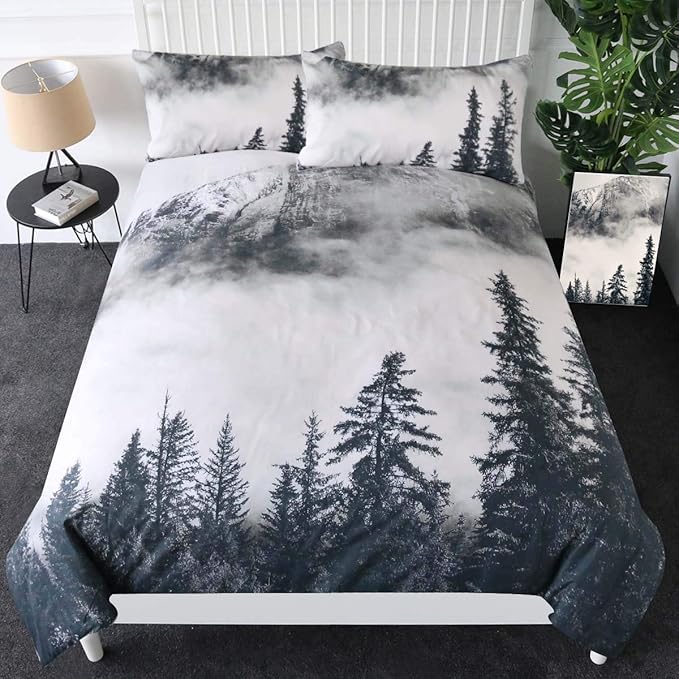 Amazon.com: Sleepwish Smoky Mountain Bedding Forest Duvet Cover 3 ...