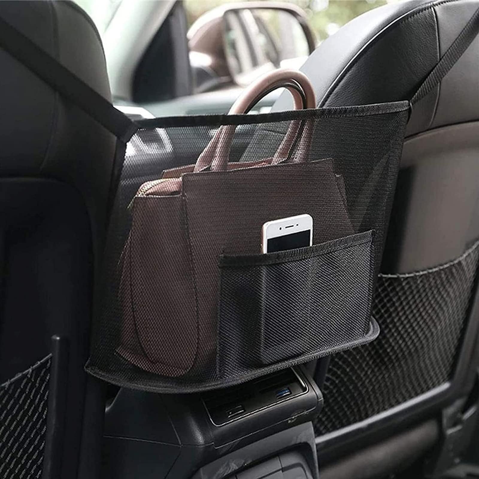 VIYNRAN Car Net Pocket Handbag Holder, Durable Car Seat Storage and ...