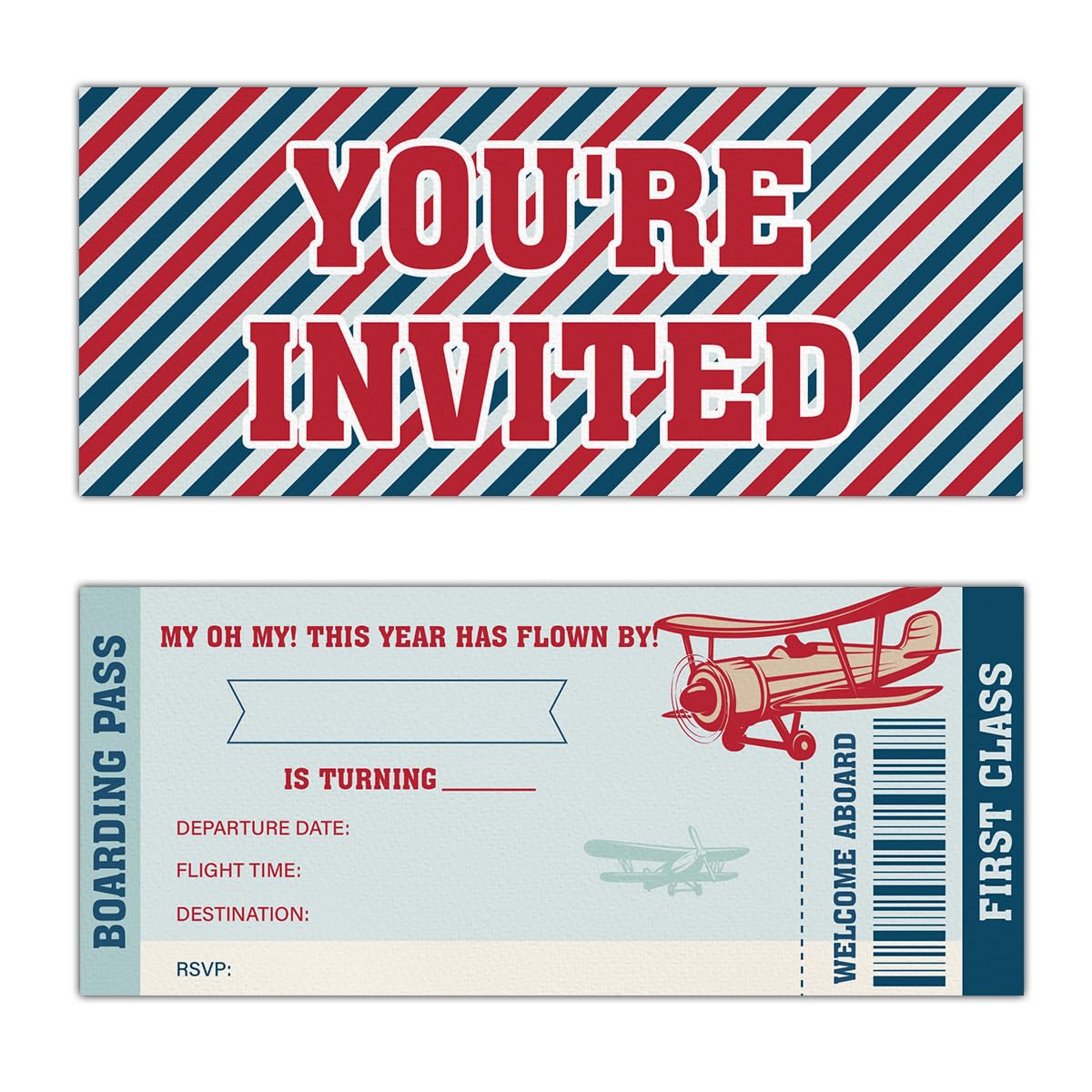 Amazon.com : Qlnuk Airplane Birthday Party Invitations Boarding Pass ...