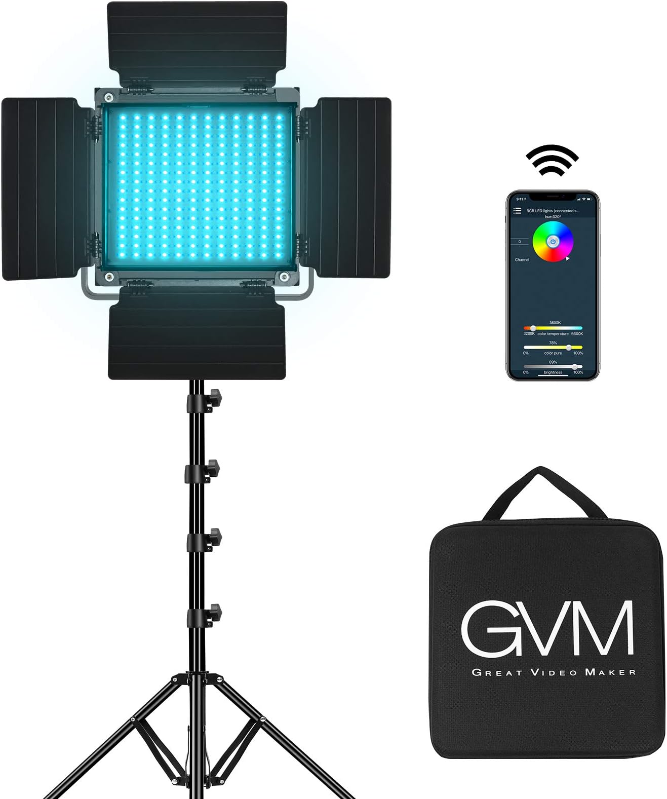Amazon.com: GVM - Luz de video LED RGB, luz de estudio 800D con control ...