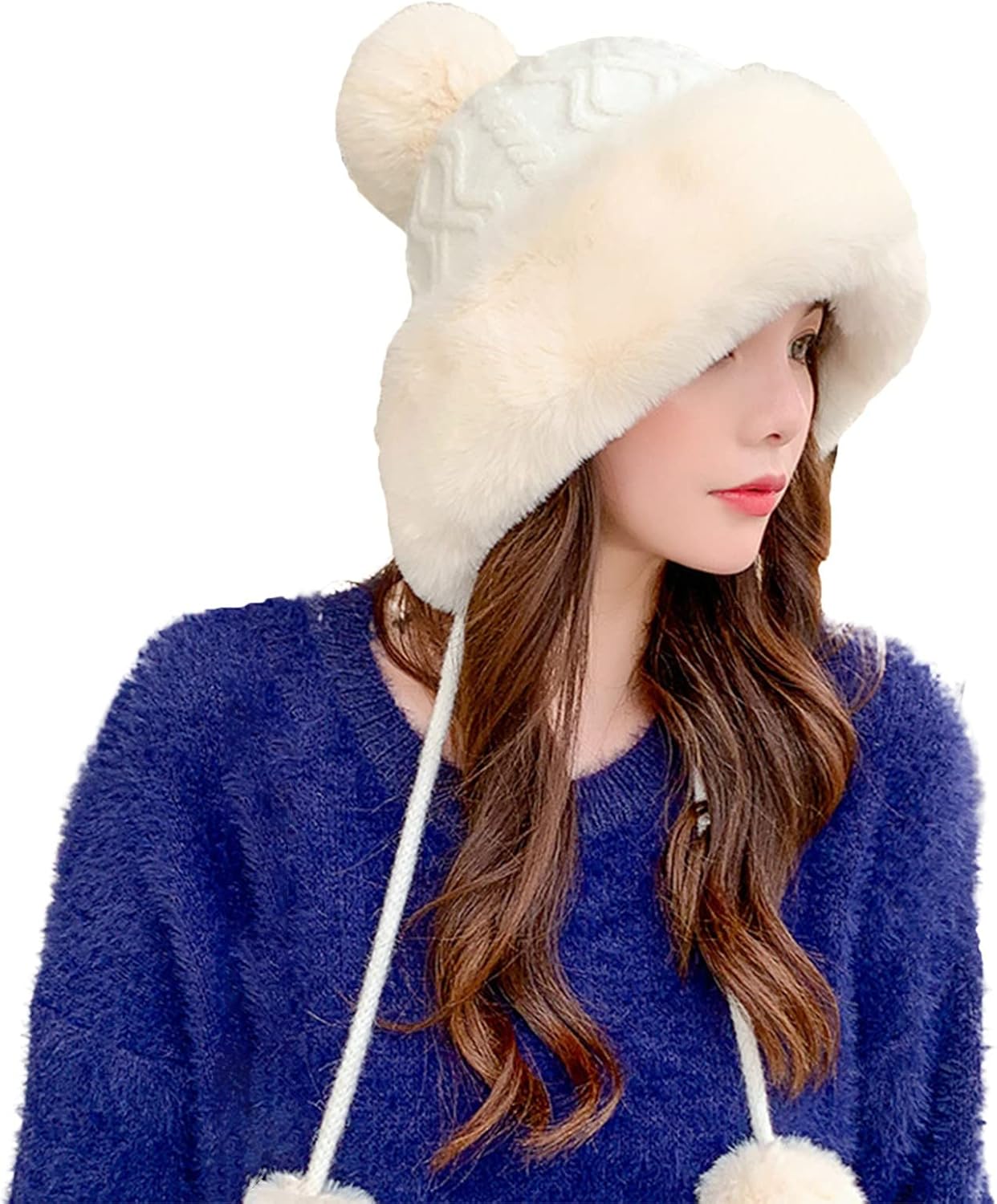 Gorro de moda para mujer, lindo con lana de punto, grueso y cálido ...
