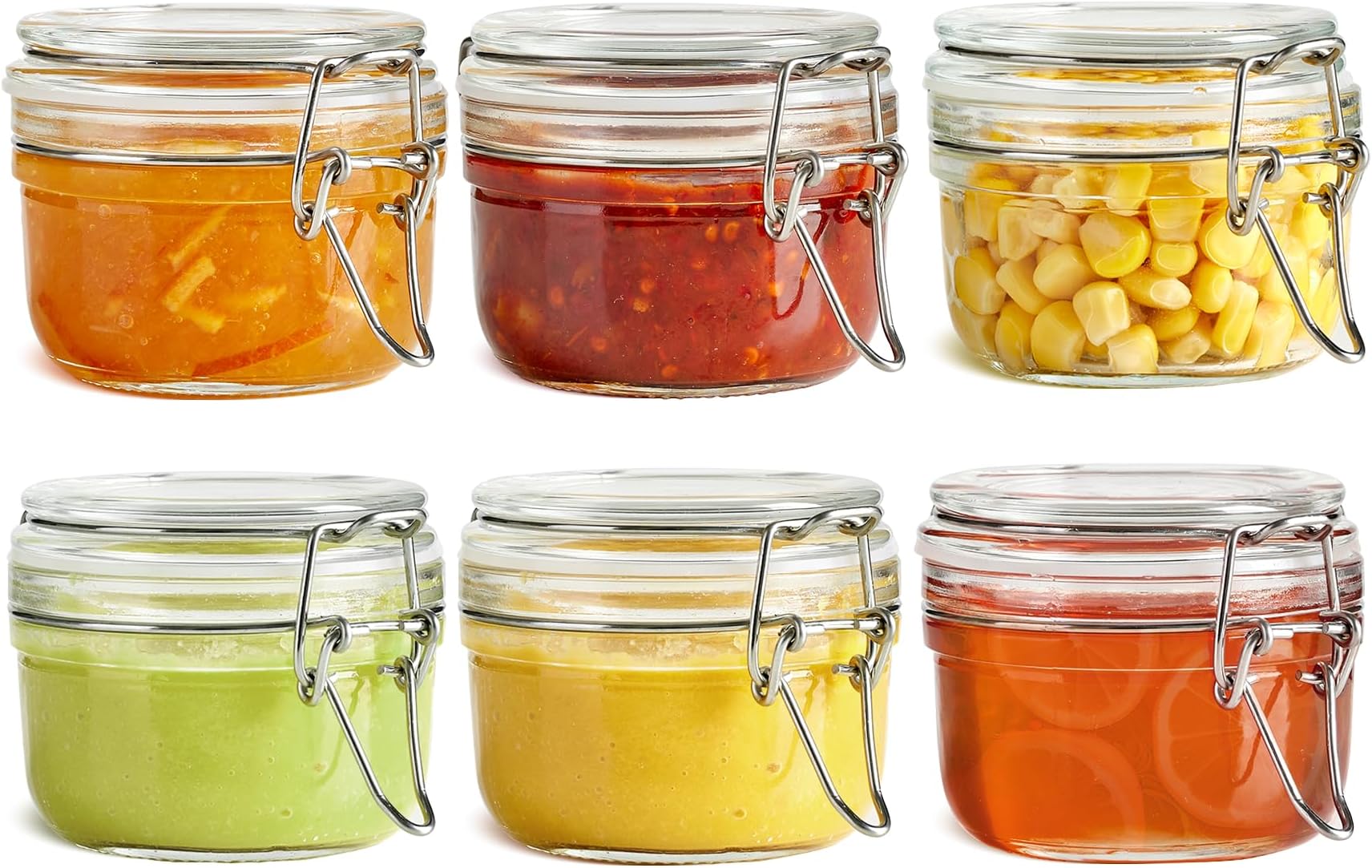 Amazon.com: Youngever 8 Pack Glass Jar with Lids, 4 Ounce Stackable ...