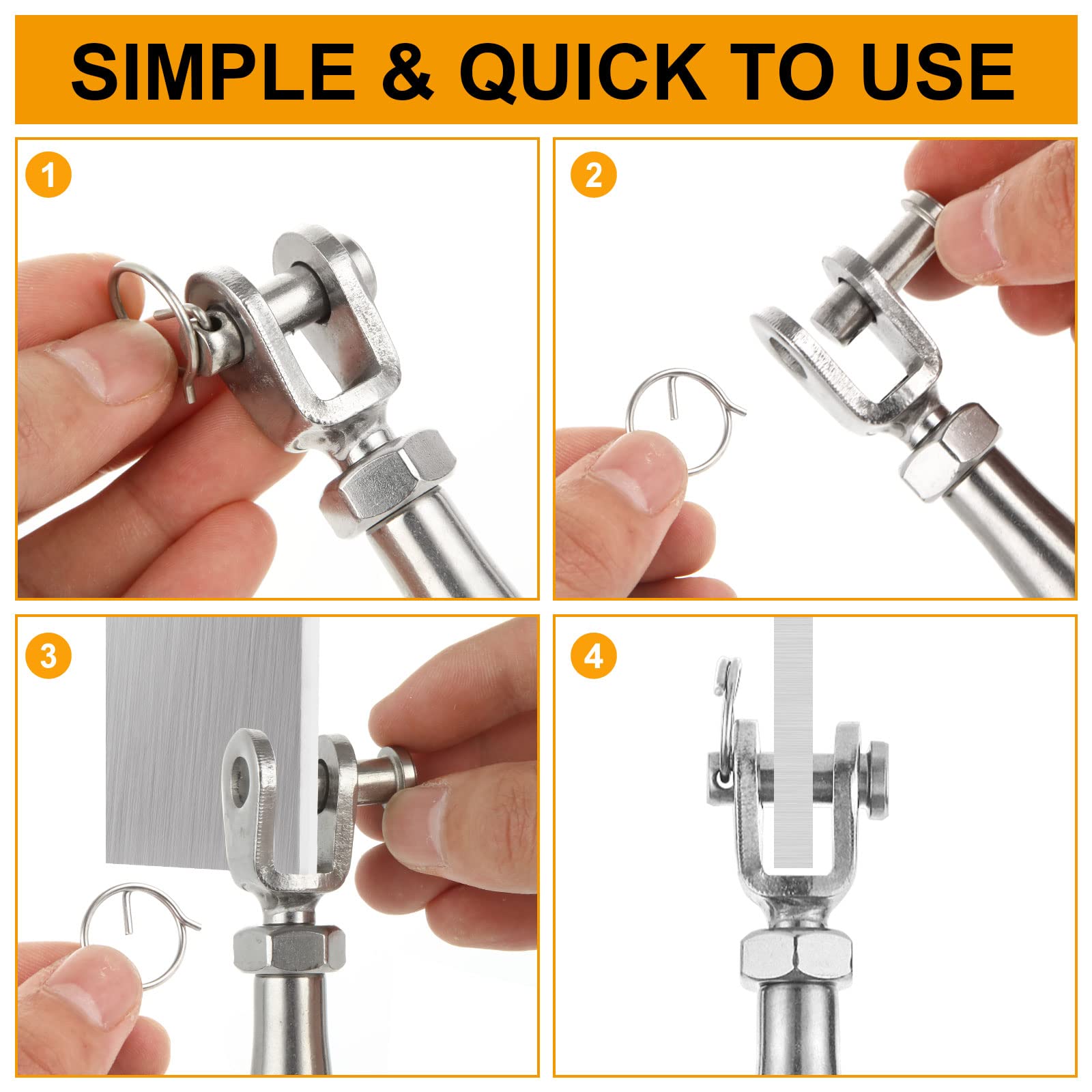 Snapklik.com : 2 Pack 3/8 Inch M10 Turnbuckles, Stainless Steel Jaw And ...