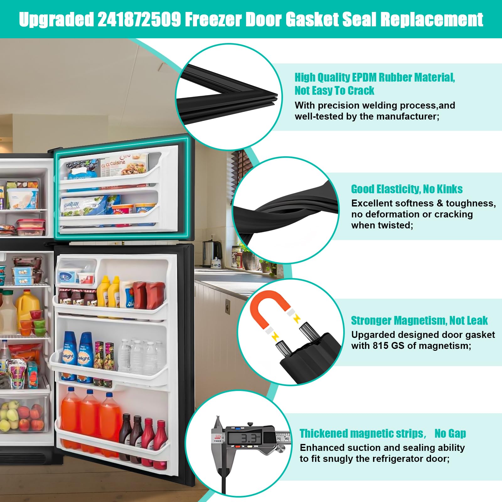 Snapklik.com : Upgraded 241872509 Refrigerator Freezer Door Gasket ...