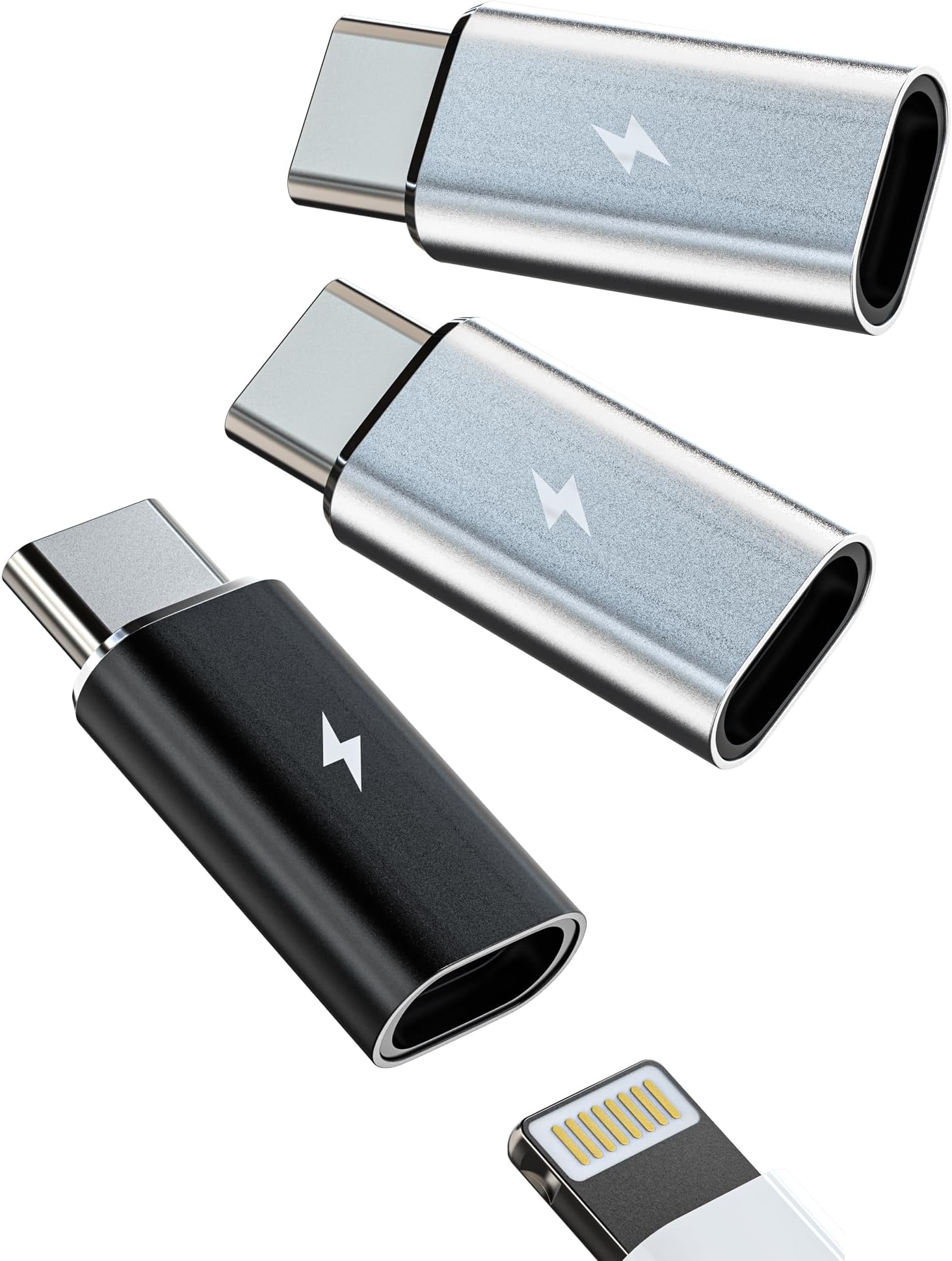 Amazon.co.jp: mitas USB Type-c iPhone 変換アダプター シルバー ケーブル 変換アダプタ 4本 typec タイプc データ転送 充電 コンパクト 携帯 ...