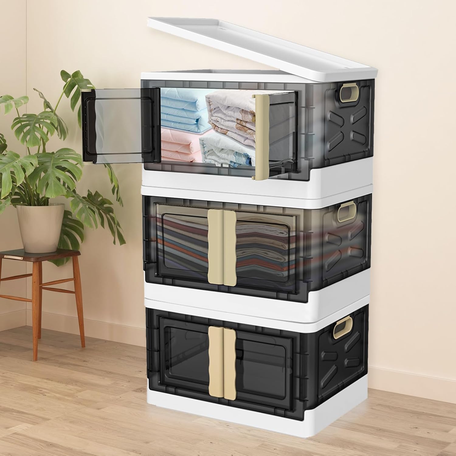 Amazon.com - 3 Pack 19 Gal Collapsible Storage Bins with Lids, Large ...