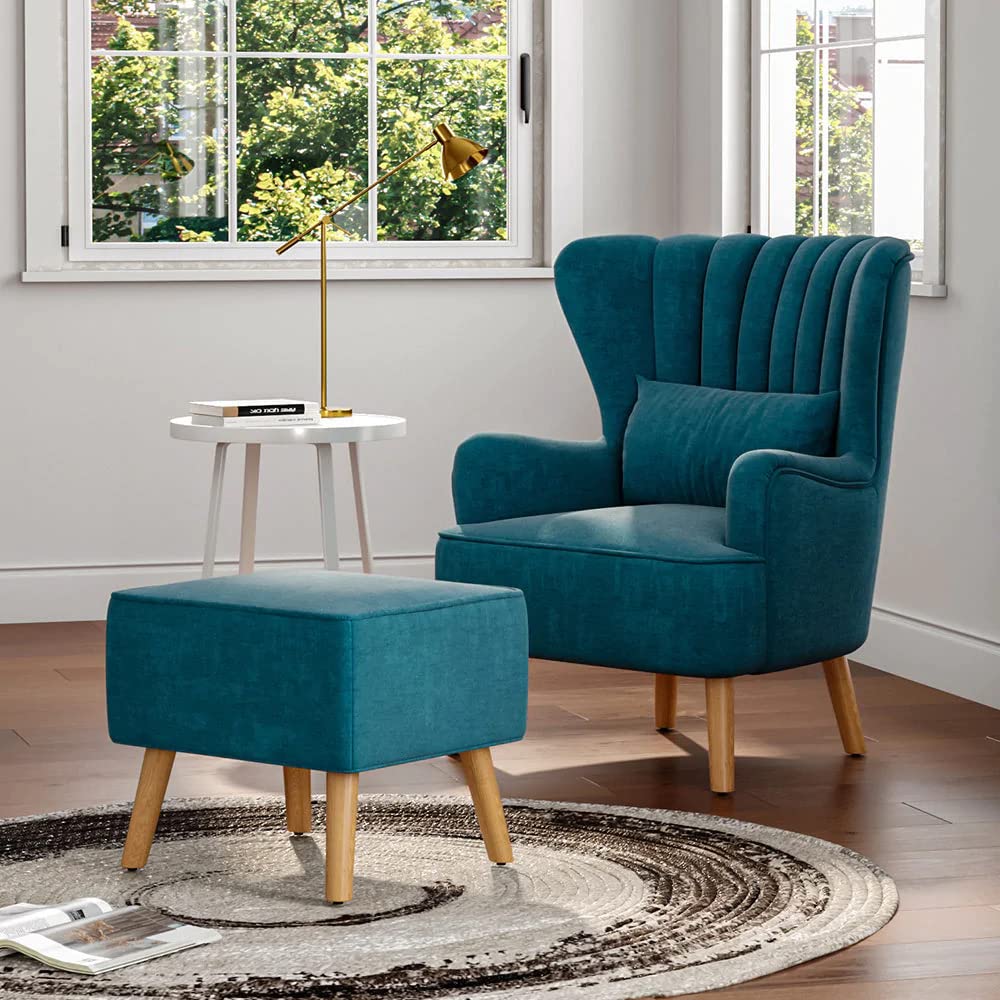 Home Furnish High Back Single Seater Sofa Rozok Wing Chair with Ottoman ...