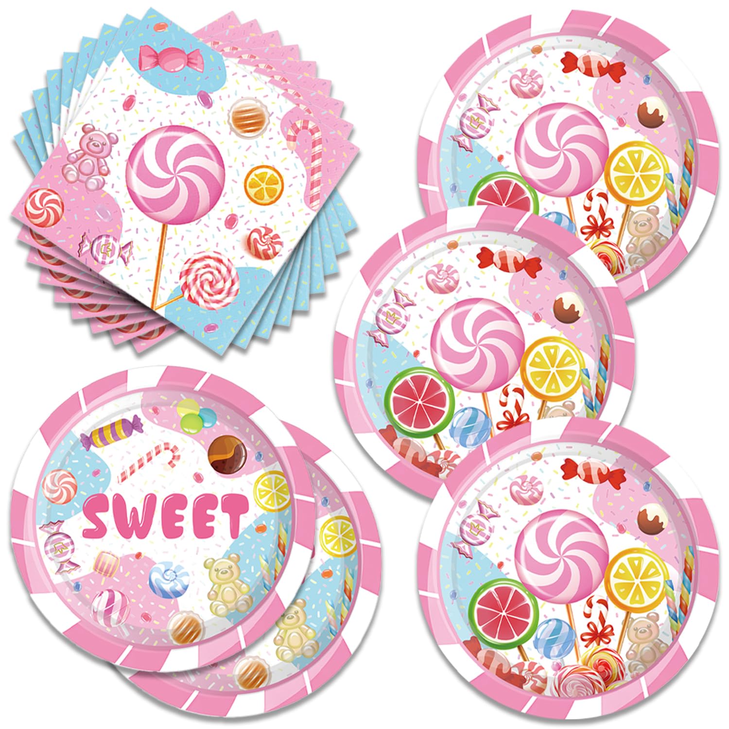 Amazon.com: 40Pcs Candyland Birthday Party Supplies for 20 Guests ...