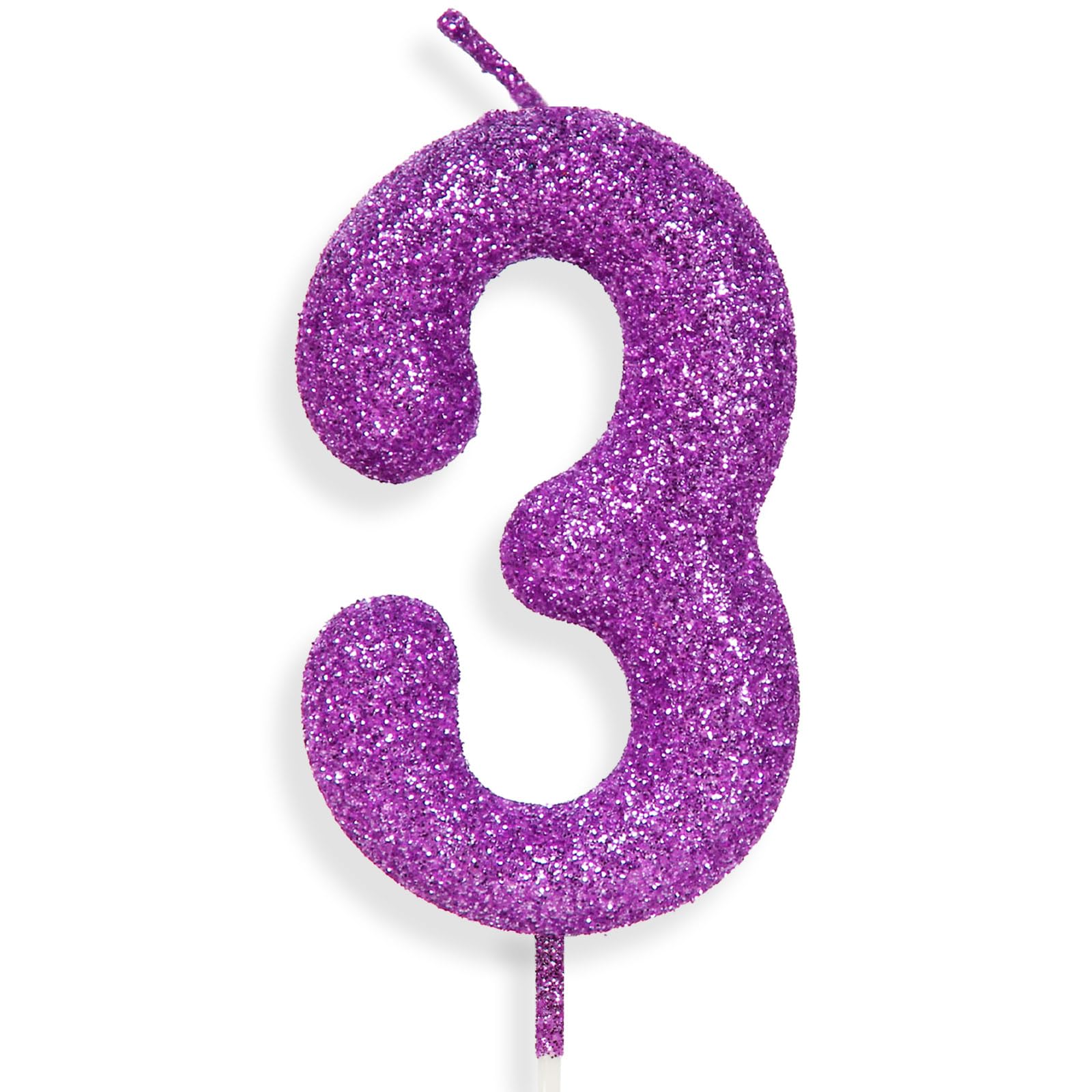 Amazon.com: 3rd Glitter Birthday Candles, Purple Pink Birthday Number ...