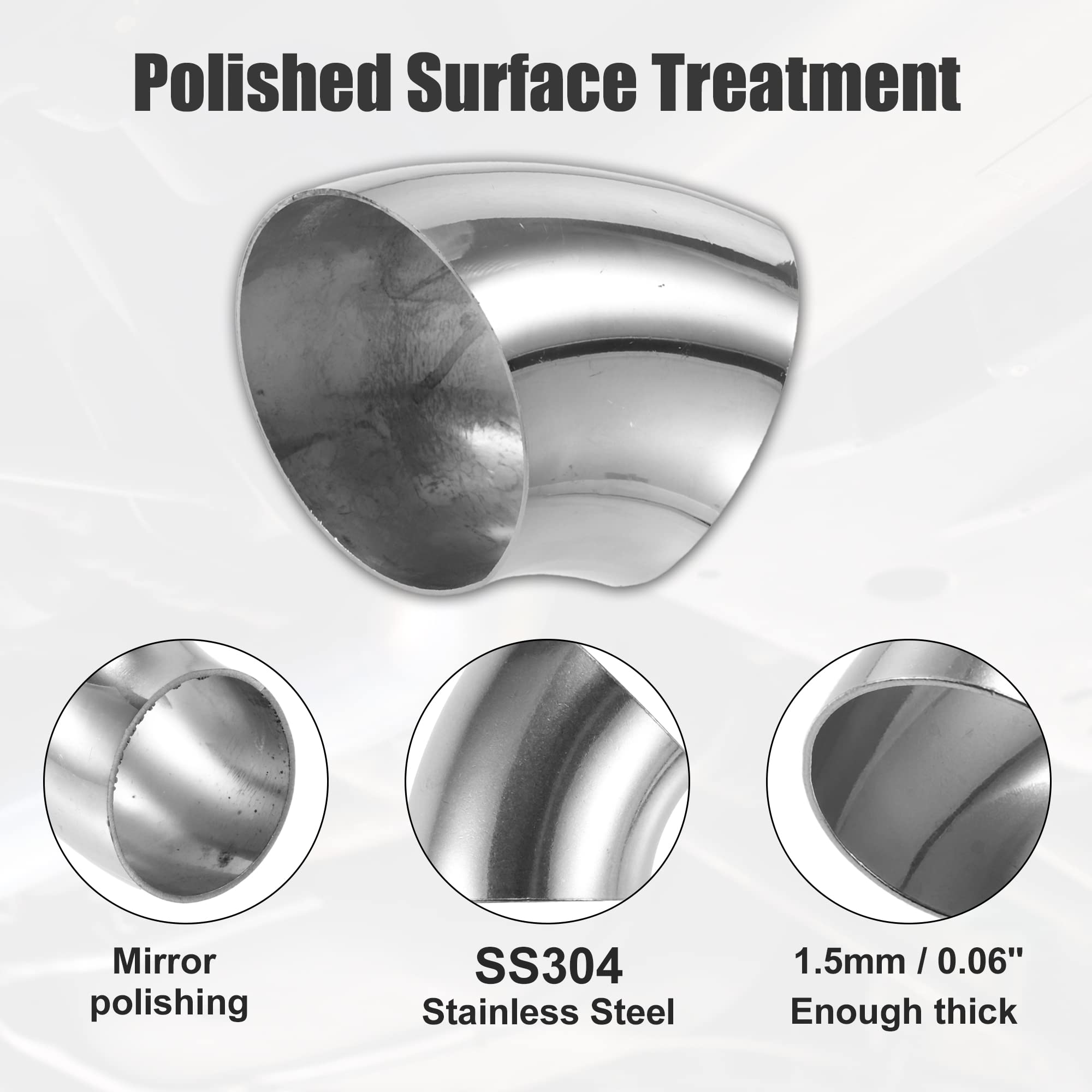 Snapklik.com : 4 Pcs OD 4 Inch 45 Degree SS304 Stainless Steel Bend ...