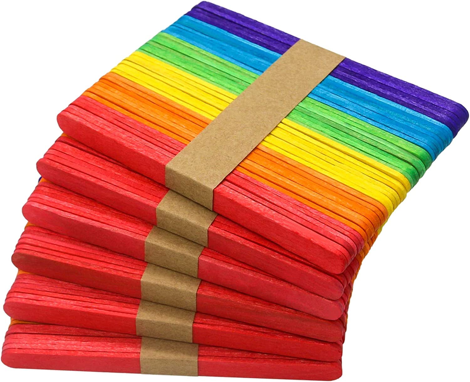 Baraky 200 Pcs Colored Popsicle Sticks for Crafts, 4.5 Inch Colored ...