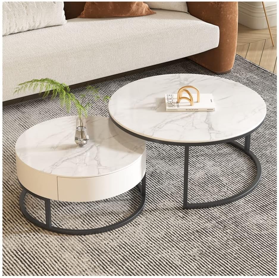 Amazon.com: Round Coffee Table Set of 2 End Table for Living Room ...