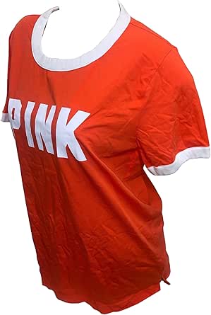Victoria's Secret Pink Cotton Campus Ringer Short Sleeve Tee Color ...