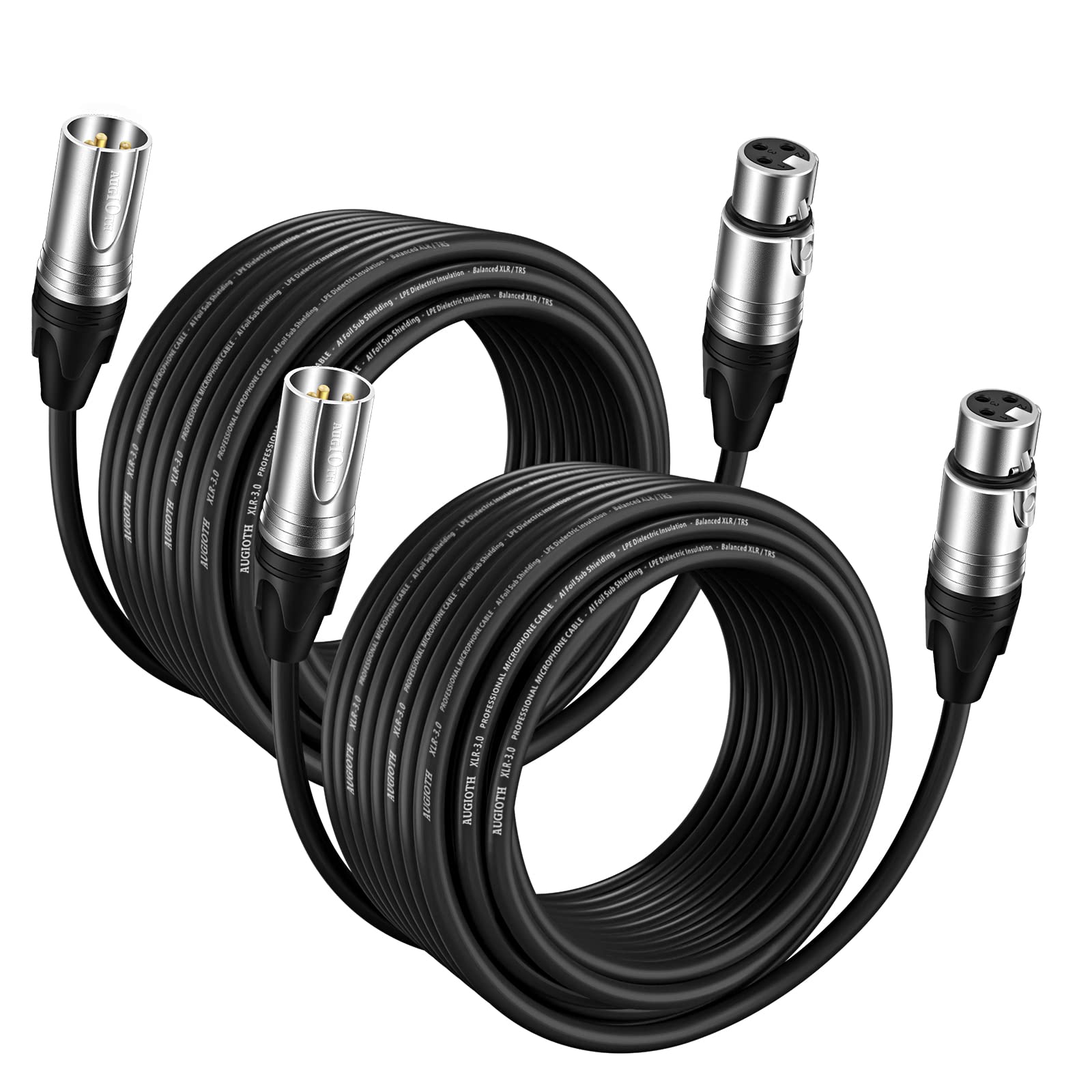 Snapklik.com : XLR Cable 20 Ft 2 Pack, Microphone Cable, XLR Male To ...