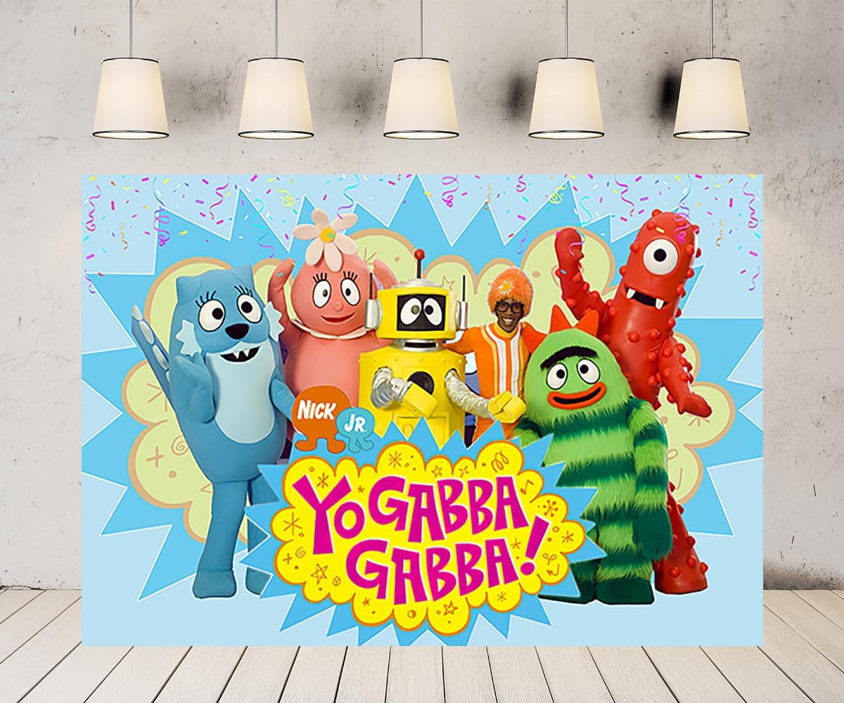 Amazon.com : Yo Gabba Gabba Birthday Photography Backdrop 5x3ft Photo ...