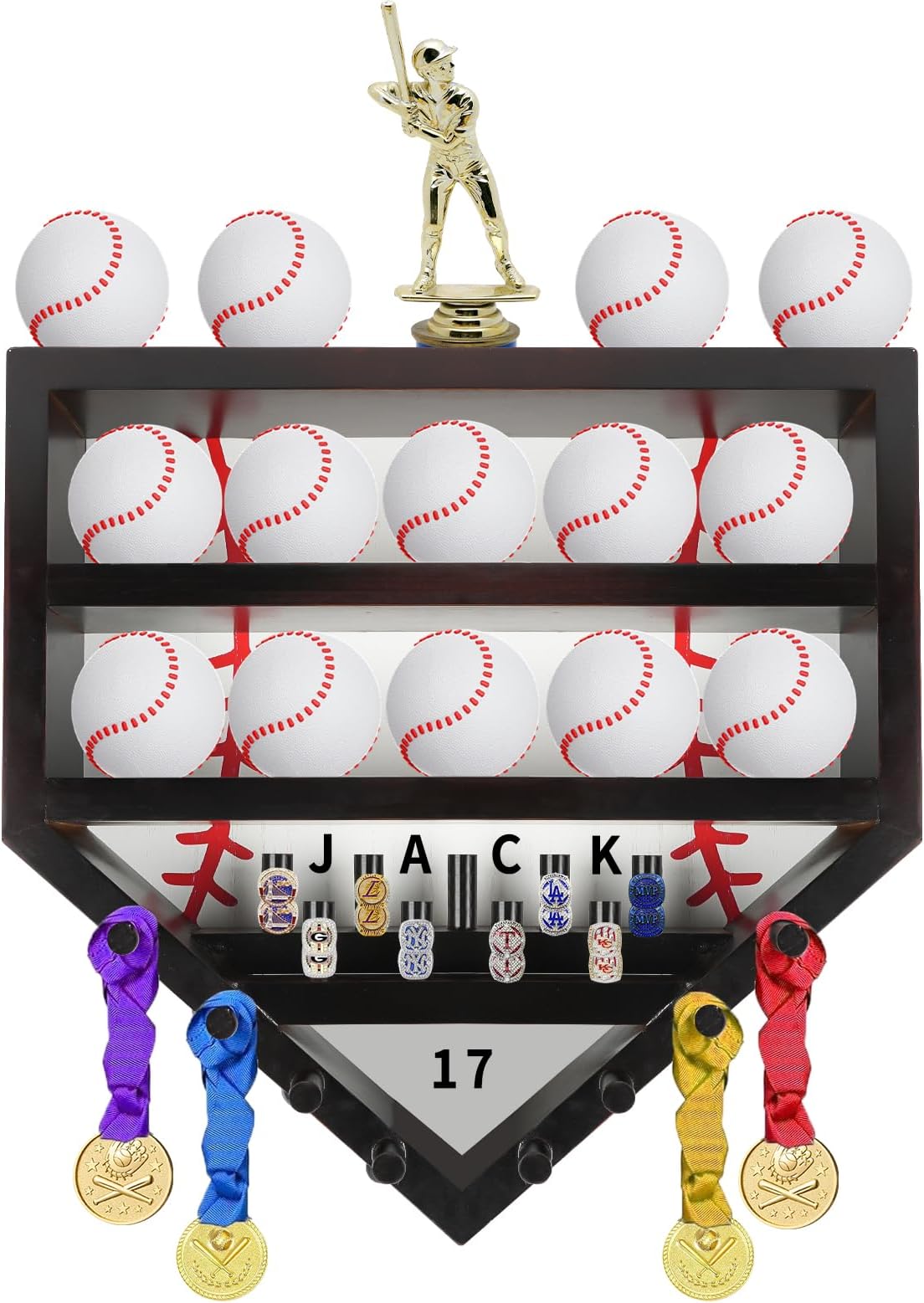 Amazon.com: Baseball Holder Display Case Wooden Championship Ring ...