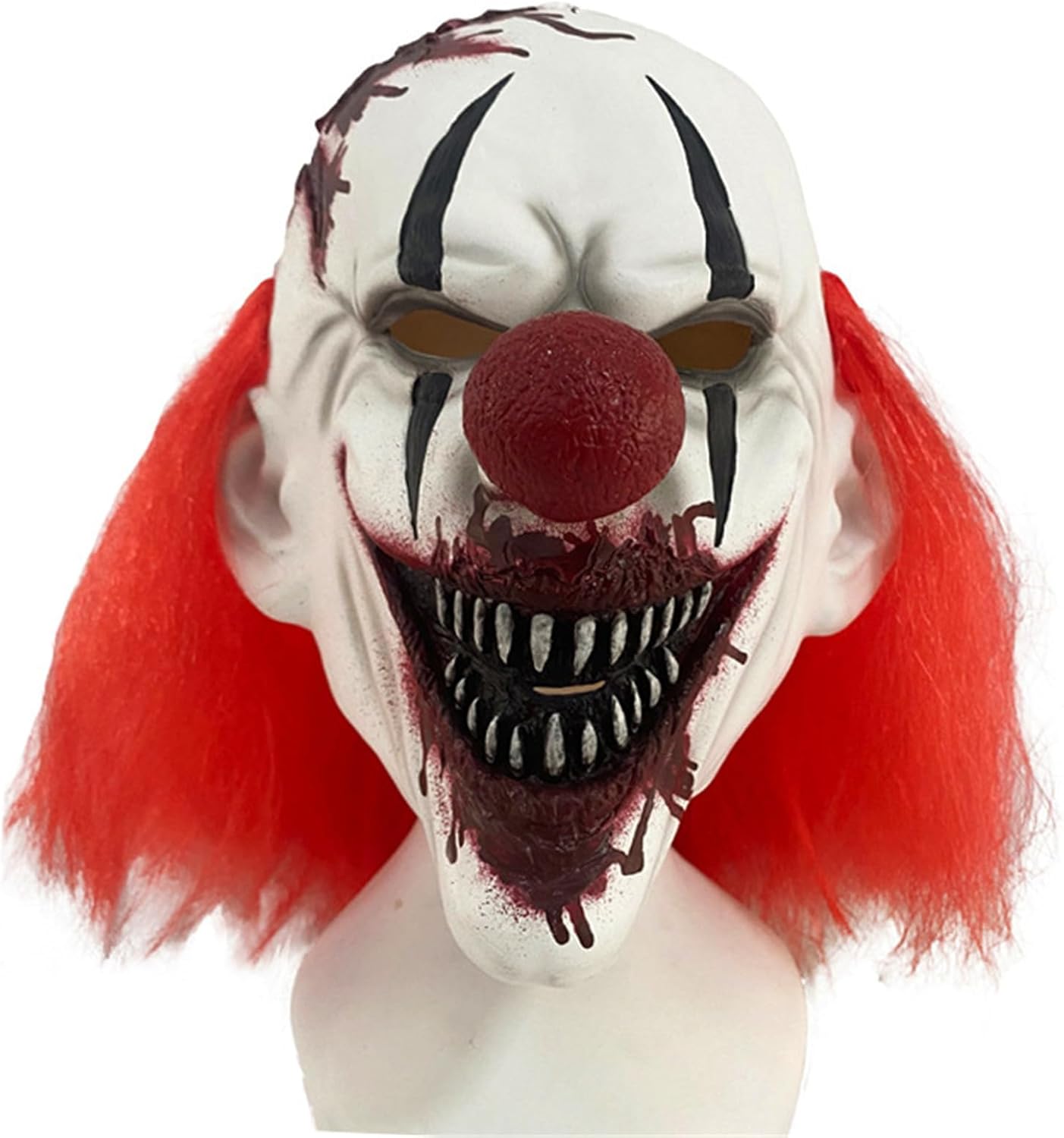 Amazon.com: Creepy Smile Clown Mask with Red Hair,Realistic Killer ...