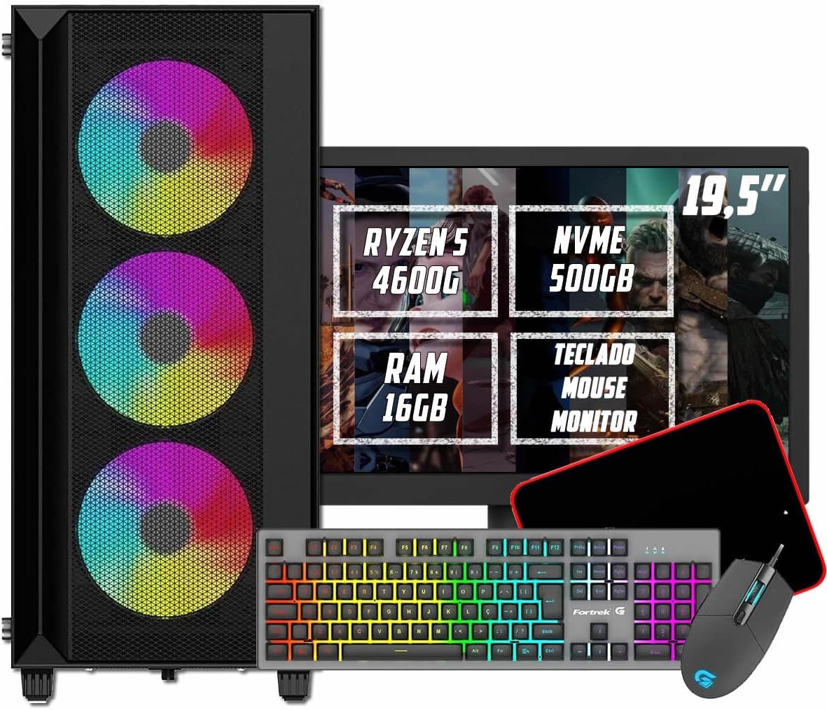 PC GAMER LIDER COMPLETO AMD RYZEN 5 4600G, NVME 500GB, 16GB RAM ...