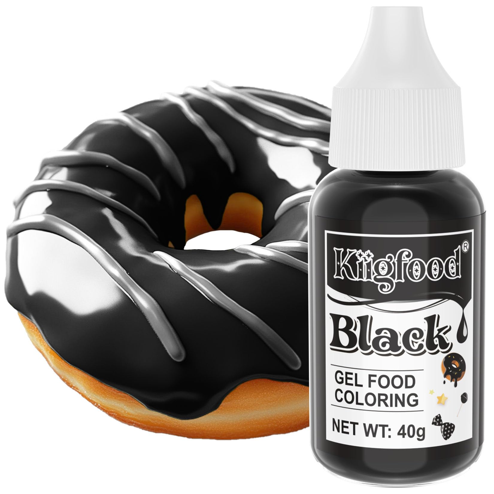 Amazon.com : Black Gel Food Coloring - Kiigfood 40g Concentrate Gel ...